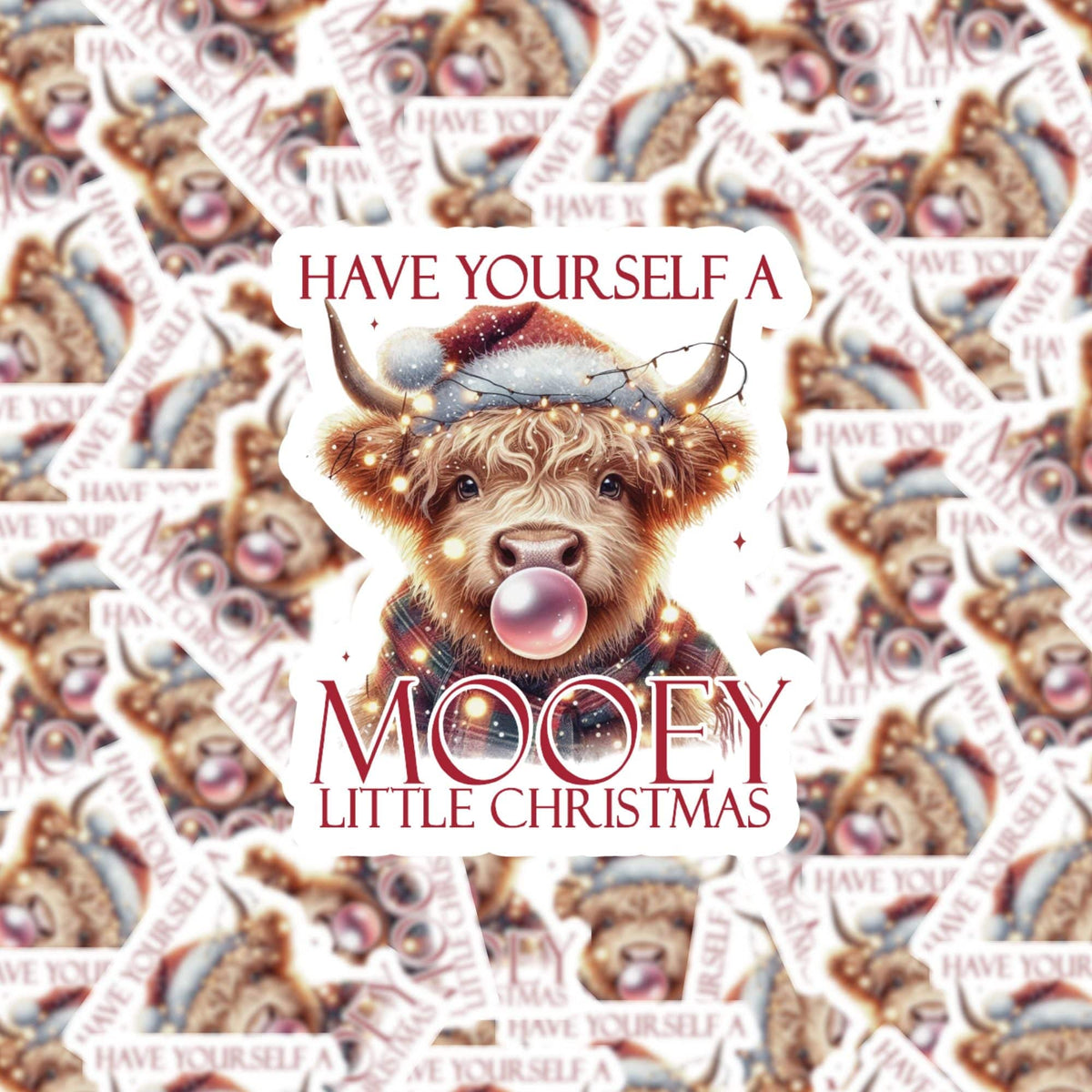 Have Yourself a Mooey Little Christmas Sticker – Fuzzy Loon Designs