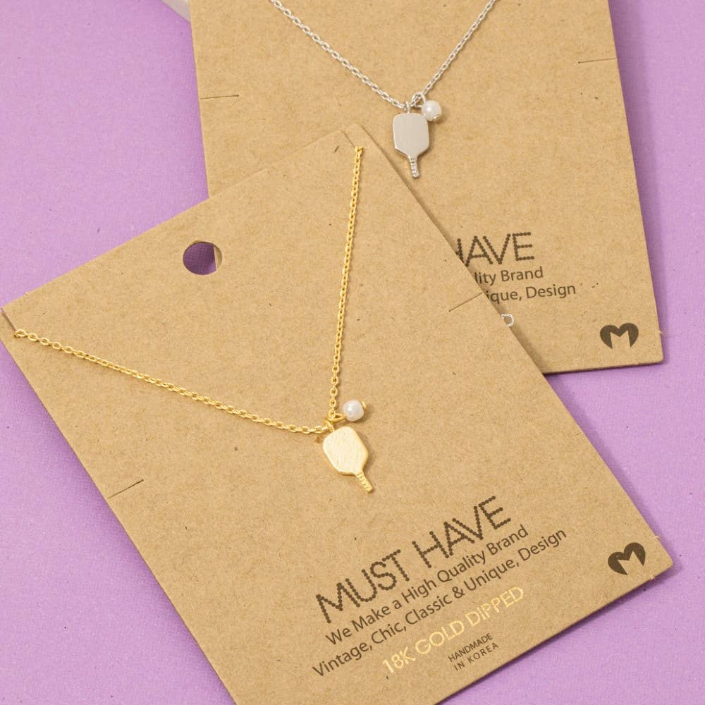 Gold Dipped Pearl Pickle Ball Pendant Necklace – Fuzzy Loon Designs