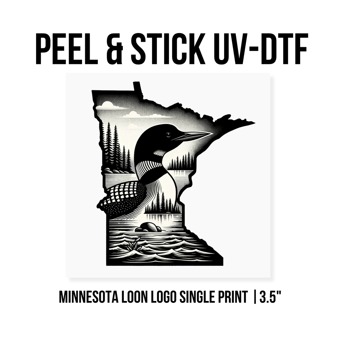Minnesota Loon Logo | UV DTF Single Print (3.5") – Fuzzy Loon Designs