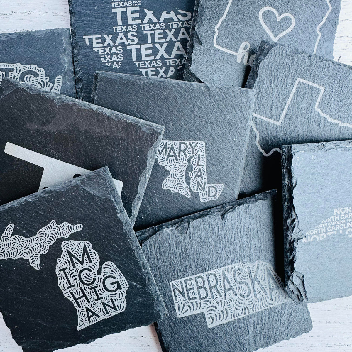 Choose Your State | Slate Coaster Set – Fuzzy Loon Designs