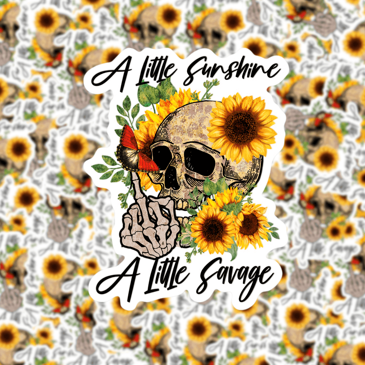 A Little Sunshine A Little Savage Skeleton Sticker – Fuzzy Loon Designs