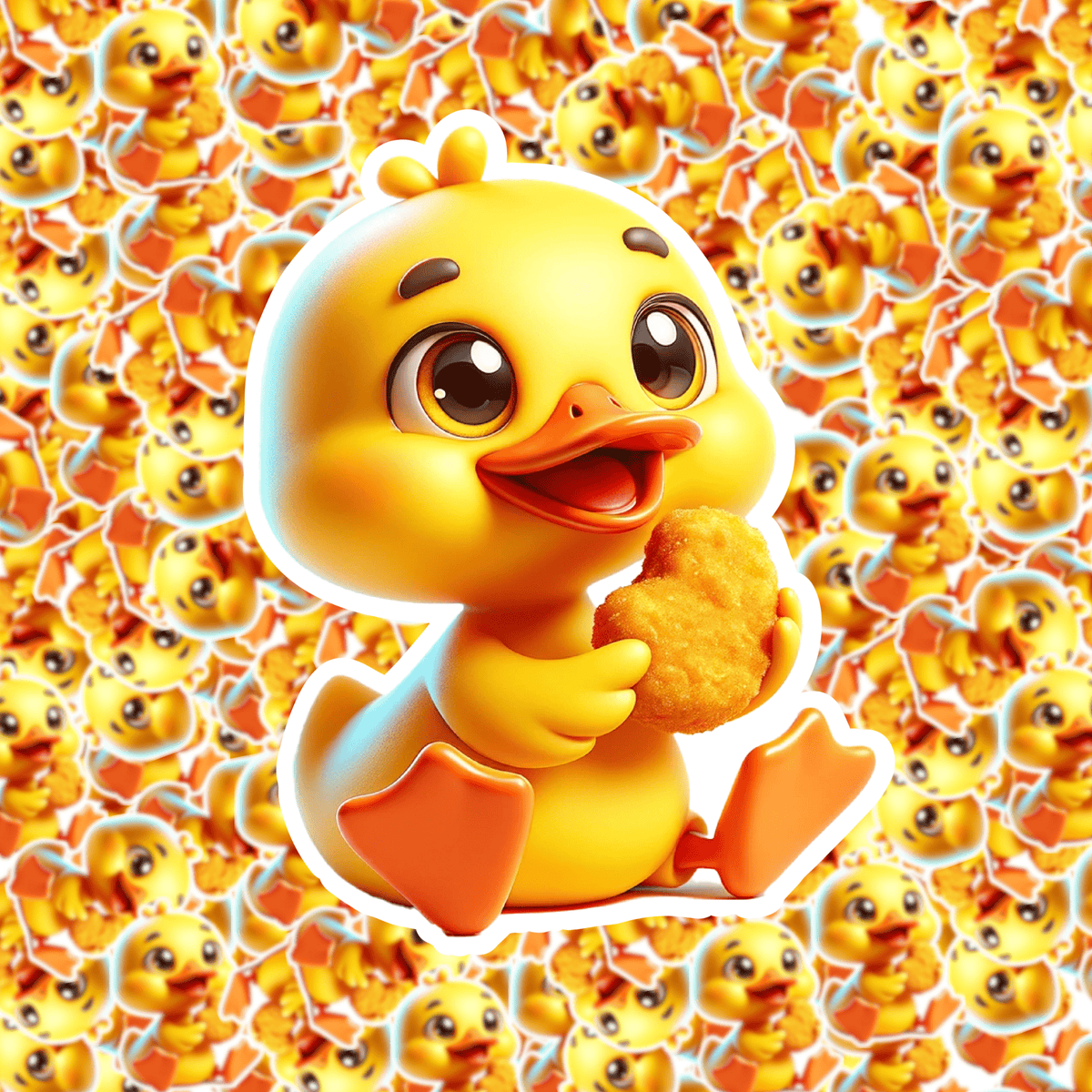 Baby Duck Eating a Chicken Nugget Sticker – Fuzzy Loon Designs