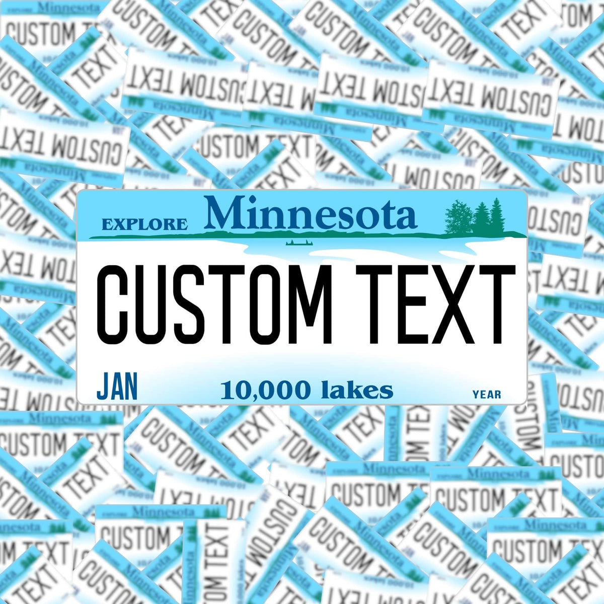 Custom Text Minnesota License Plate Sticker – Fuzzy Loon Designs