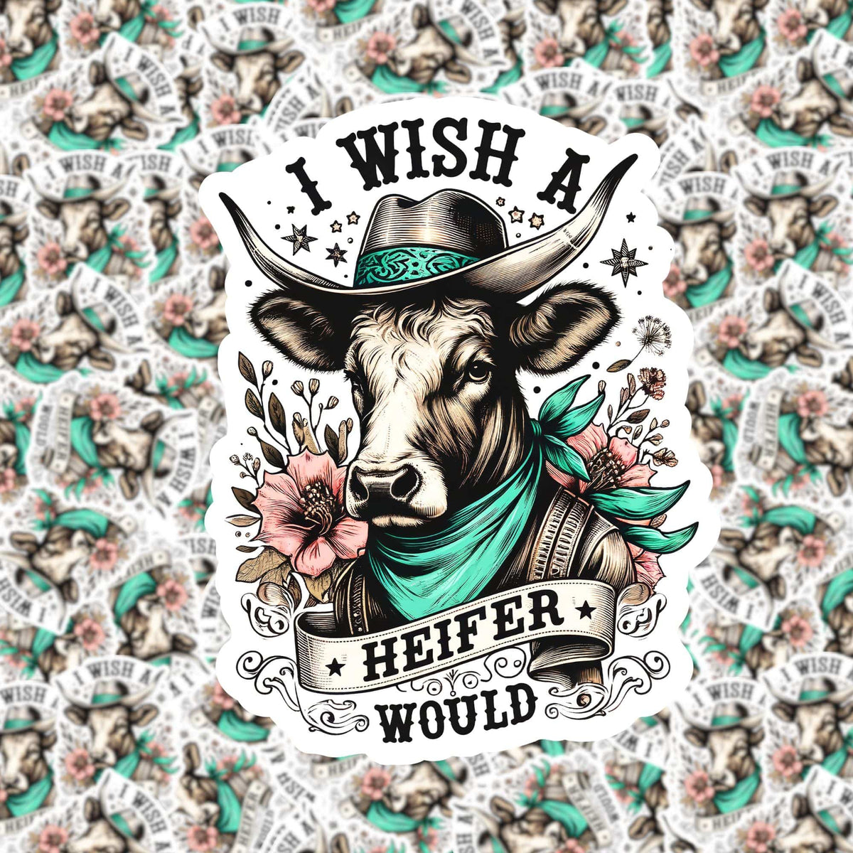 I Wish a Heifer Would Sticker – Fuzzy Loon Designs