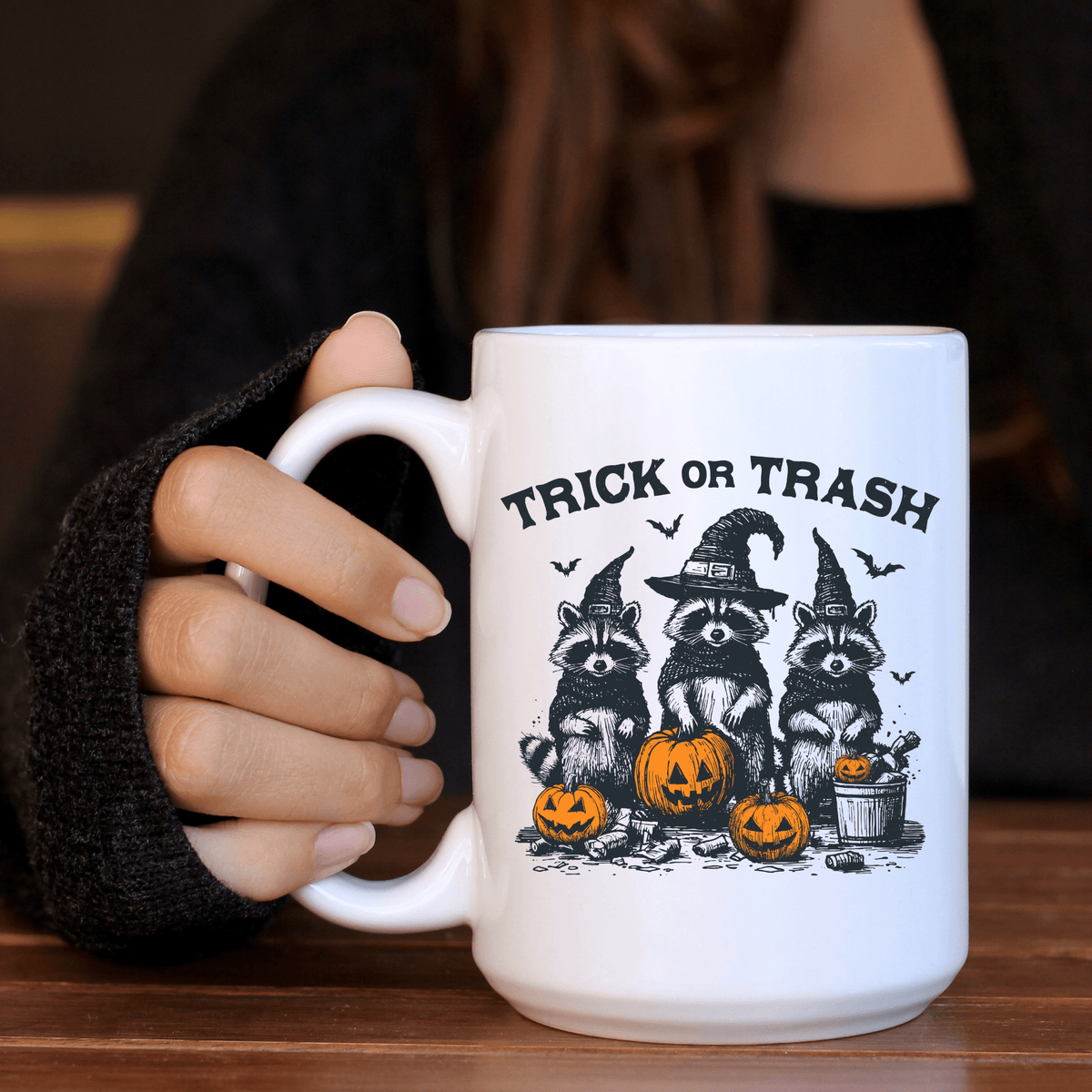 Trick or Trash Racoons Halloween Mug – Fuzzy Loon Designs