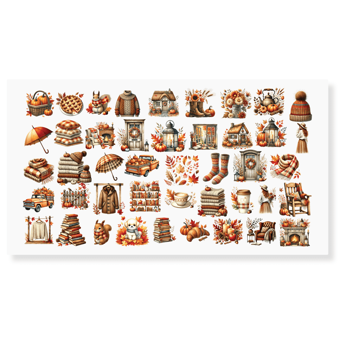 UV DTF Cozy Fall Decals / Sticker Sheet (11"x6") – Fuzzy Loon Designs