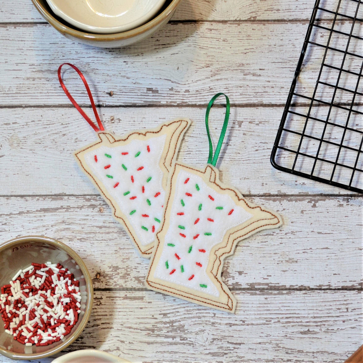 Minnesota Sugar Cookie Embroidered Felt Ornament – Fuzzy Loon Designs