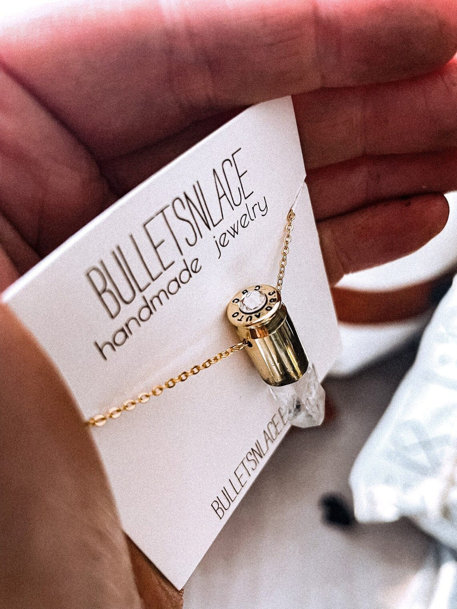 Bullet Necklace with a Swarovski crystal – Fuzzy Loon Designs