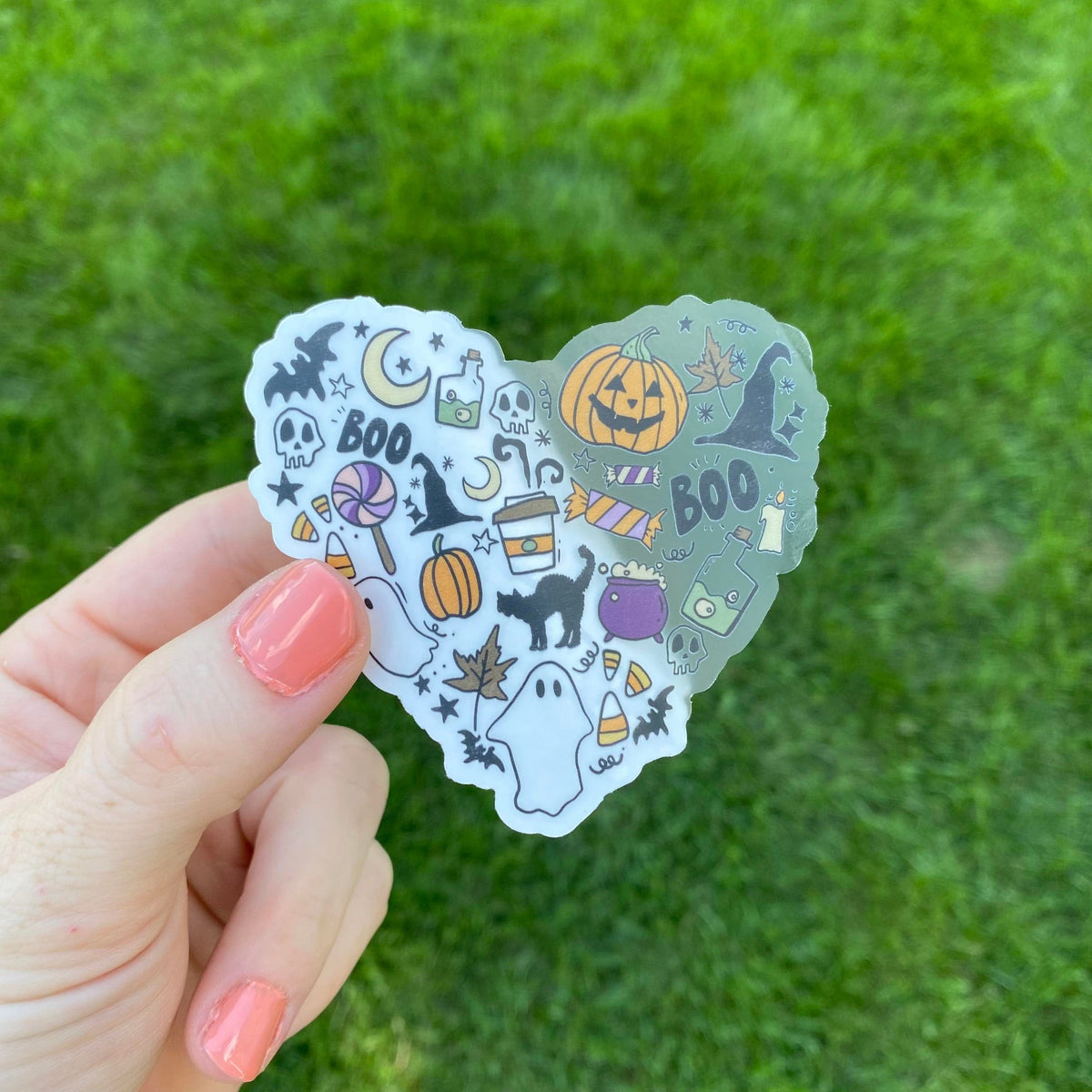 Transparent Boo Halloween Heart Sticker – Fuzzy Loon Designs