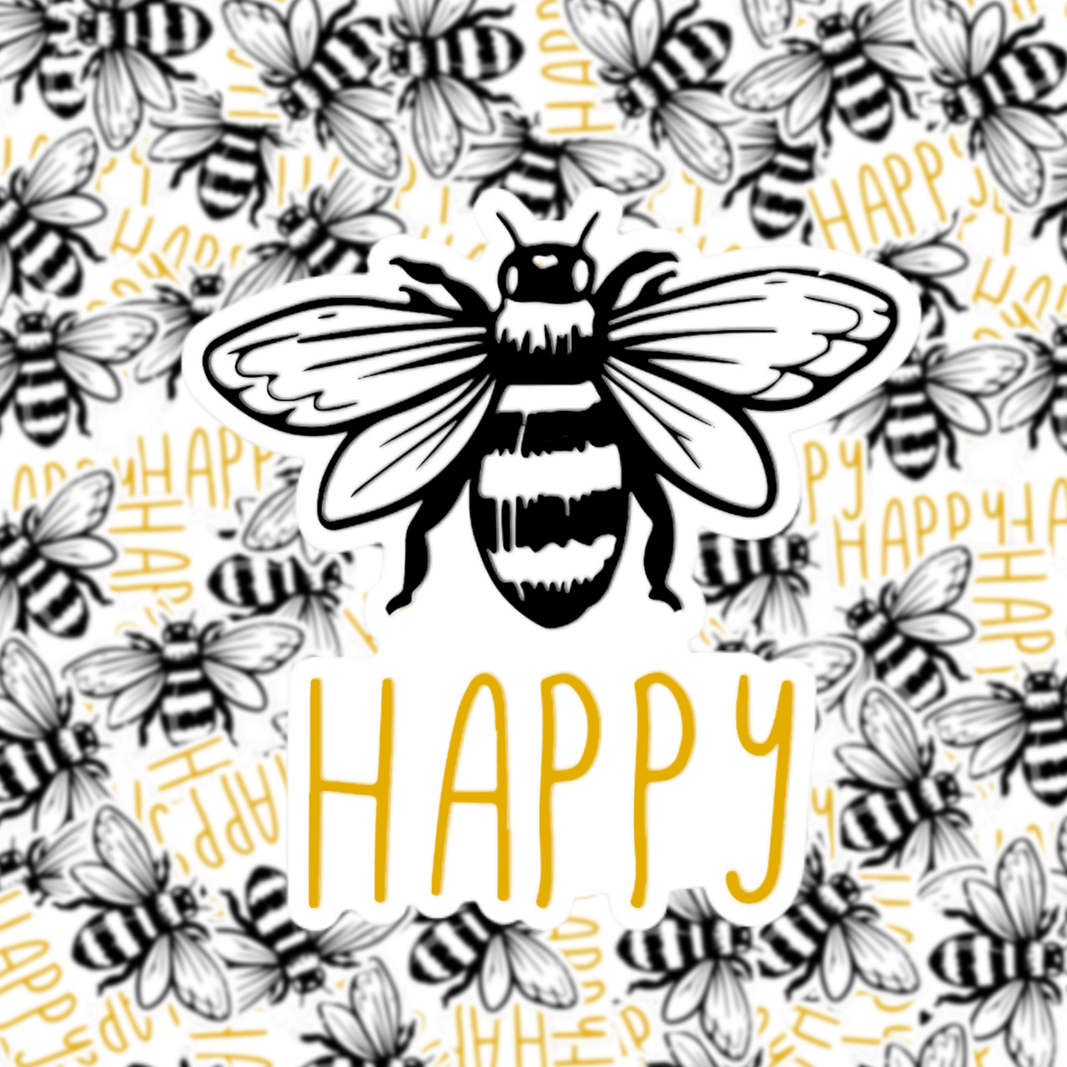BEE Happy Sticker – Fuzzy Loon Designs