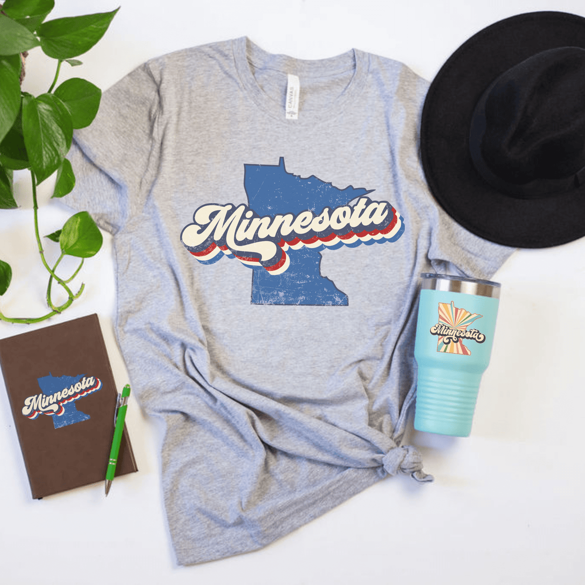 Red, White and Blue Patriotic Retro Minnesota T-Shirt | Bella Canvas ...