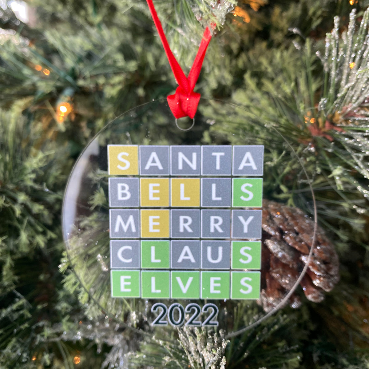 Wordle Game Acrylic Round Ornament – Fuzzy Loon Designs